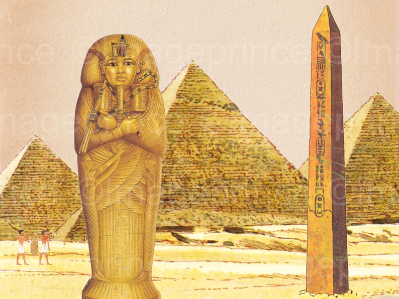 Ancient Egypt Digital Collage Kit - Vintage Illustrations of Pyramids ...