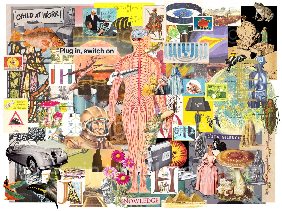 Digital Collage Kit - 90 Images, Vintage Illustrations, JPG and PNG ...