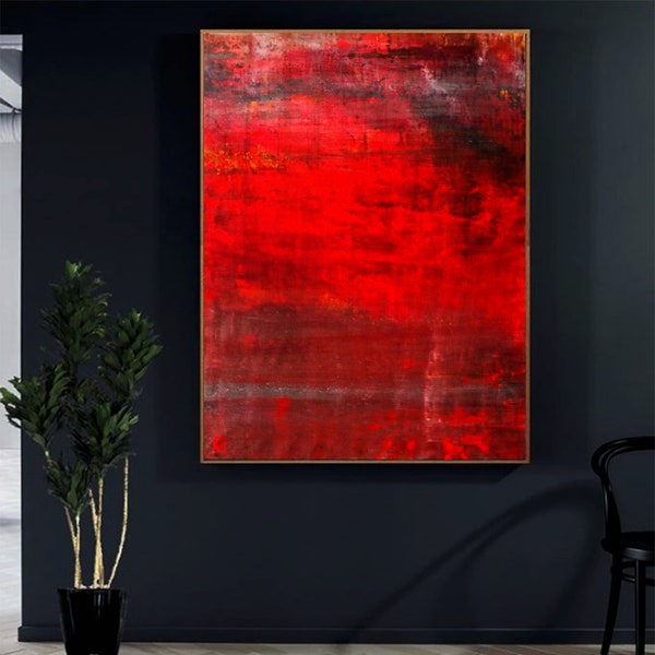 Red Abstract Art - Etsy
