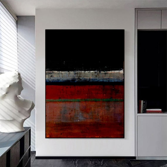 Red Black White Black Abstract Art Red Black Black Abstract | Etsy