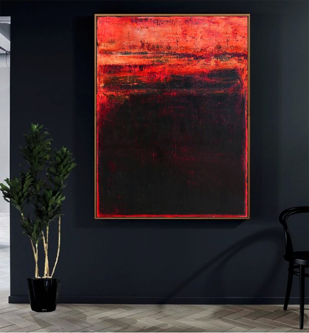 Red Black Abstract Art, Red Black Painting, Original Art, Abstract ...