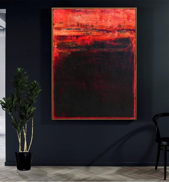 Red Black Abstract Art Red Black Painting Original Art | Etsy