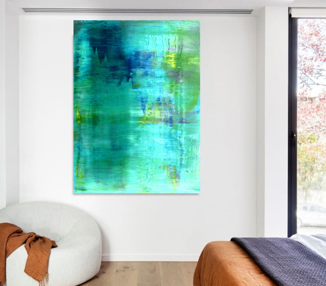 Mint Industrial Art, Art Abstract, Richter Art Paint, Green Abstract ...