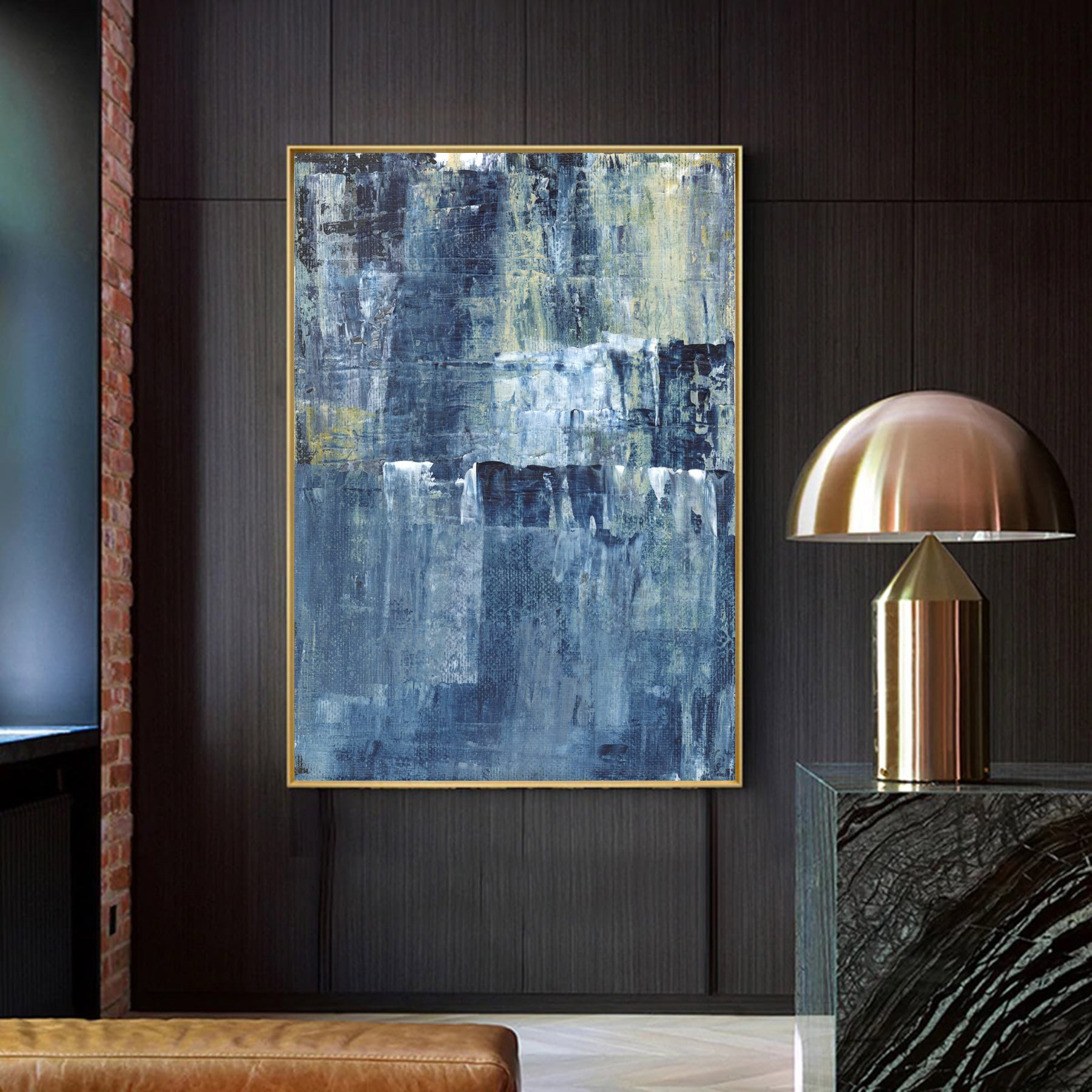 Blue Abstract Art Print, Blue Wall Decor, Large Canvas Print, Office ...