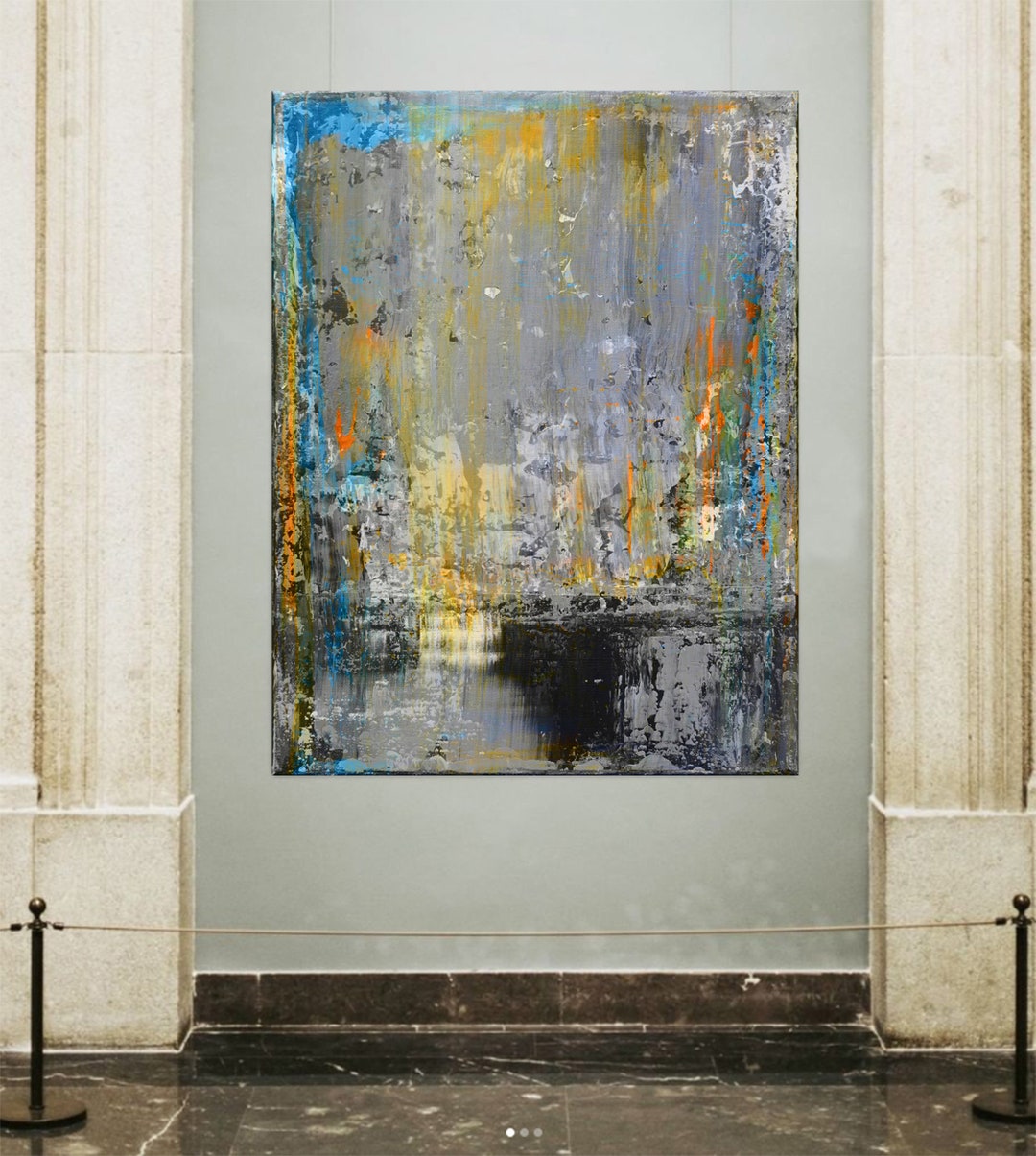 Grey Abstract Art Print, Office Print, Huge Abstract Wall Decor, Large ...