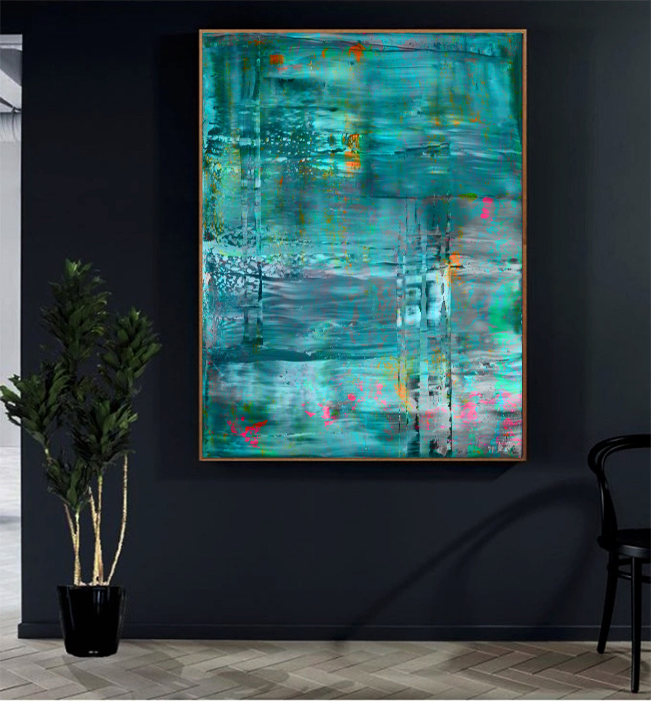 Blue Abstract Art Blue Wall Decor Large Canvas Print Office - Etsy