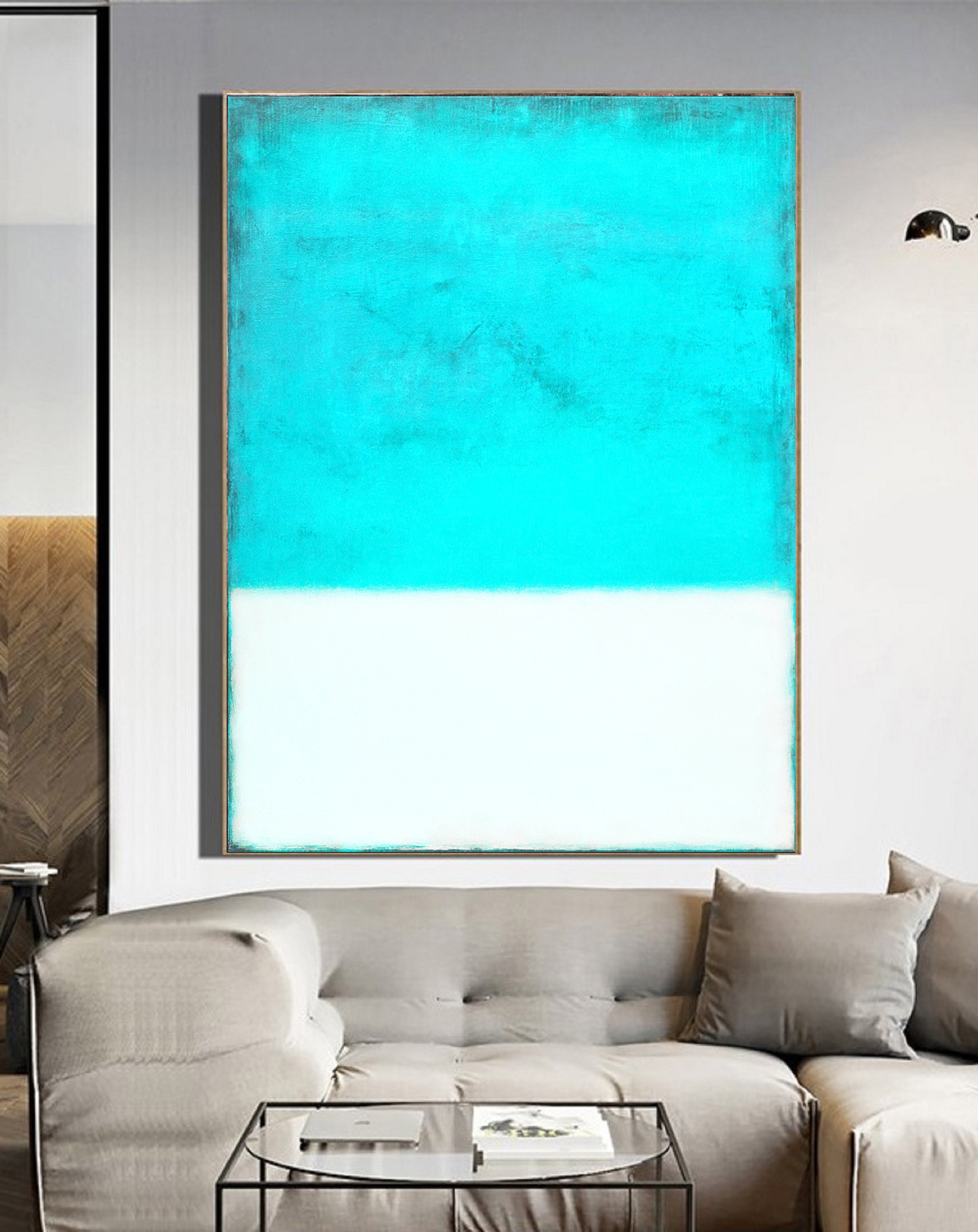 Pintura azul blanco menta arte abstracto blanco menta - Etsy España