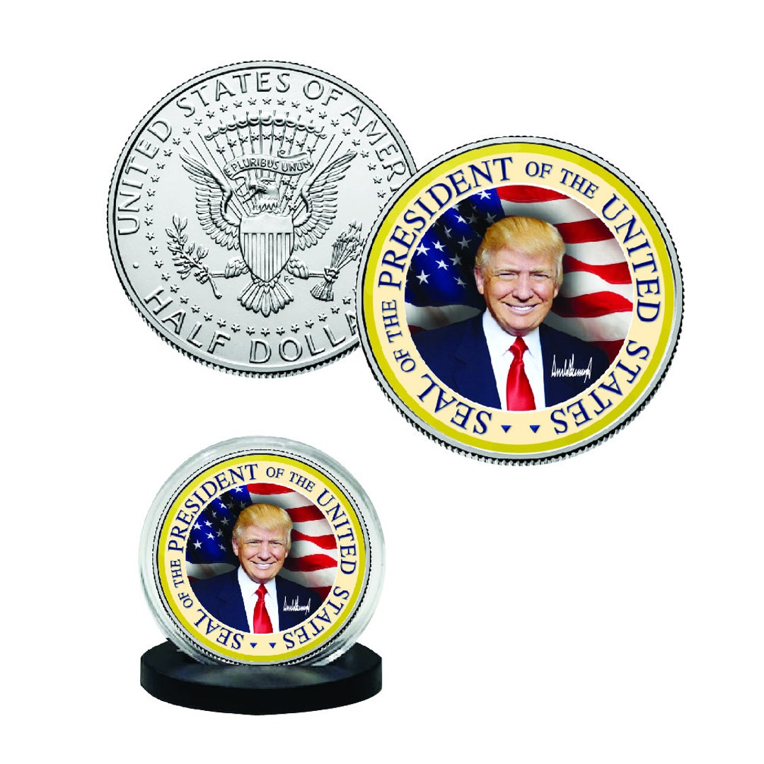 Trump President Seal JFK Half Dollar Printed Coins JFK Coins Donald ...