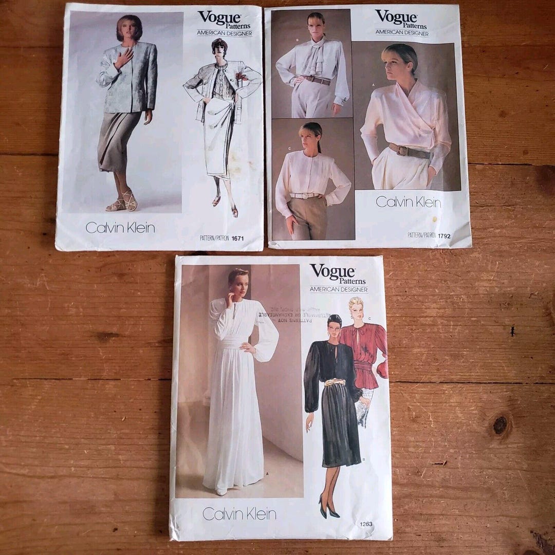 Vtg Vogue American Designer Sewing Patterns Calvin Klein Dress Top ...