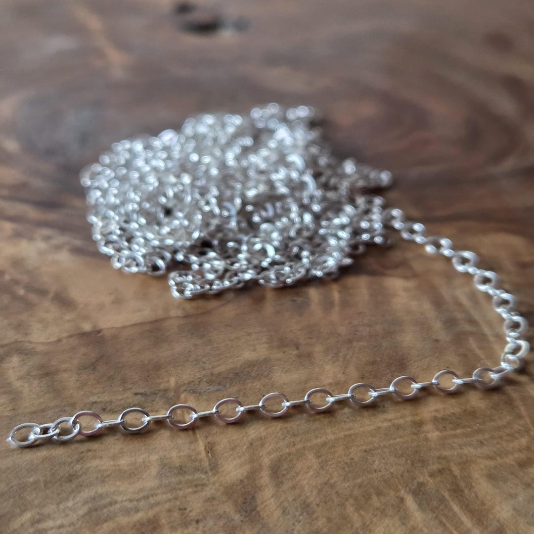 93" (7.75 Ft) Sterling Silver Flat Round Link Cable Necklace Chain ...
