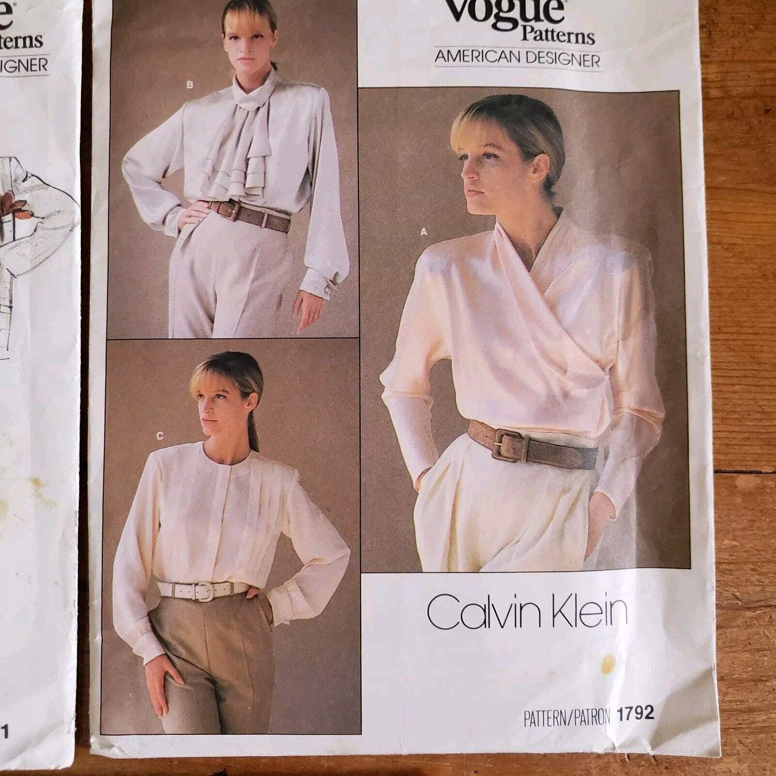 Vtg Vogue American Designer Sewing Patterns Calvin Klein Dress Top ...