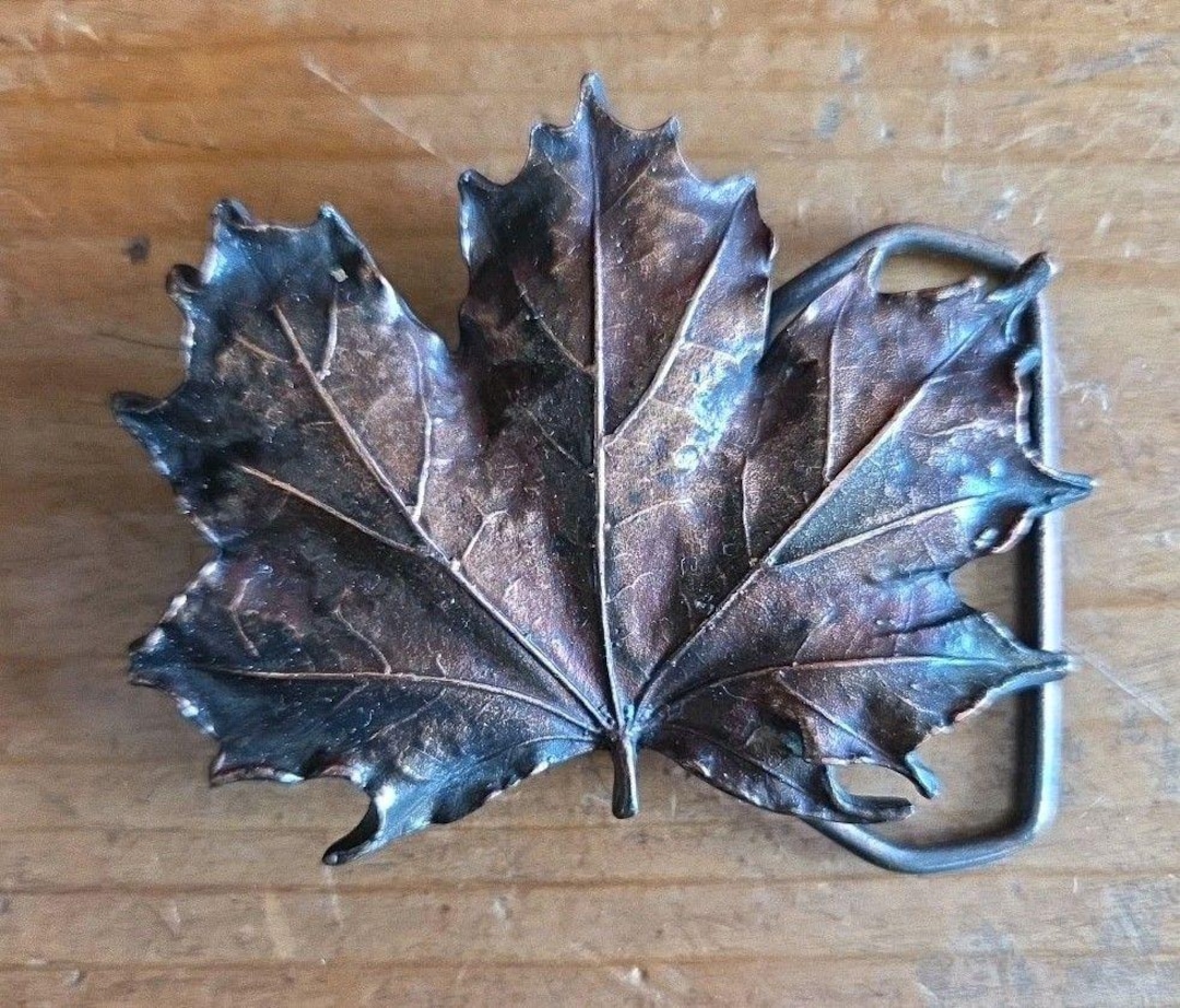 Maple Leaf Belt Buckle Trees Copper Tone Boho Cowgirl/boy Vtg 1974 ...