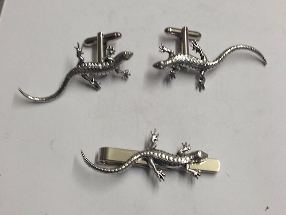 Lizard Made From Fine English Pewter Cuff Link or Tie Slide or | Etsy