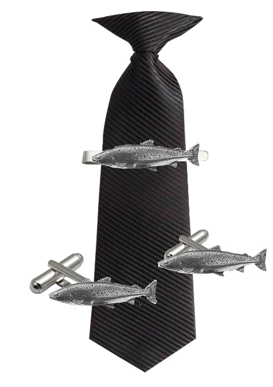 Atlantic Salmon Fish Made From Fine English Pewter Cuff Link or Tie ...