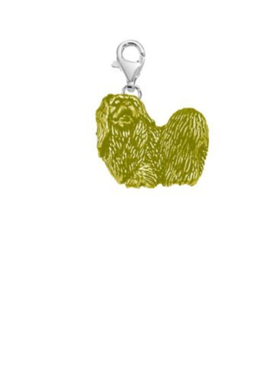 D9 Pekingese GOLD or Pewter Charm Fitted to a 925 Sterling Lobster ...