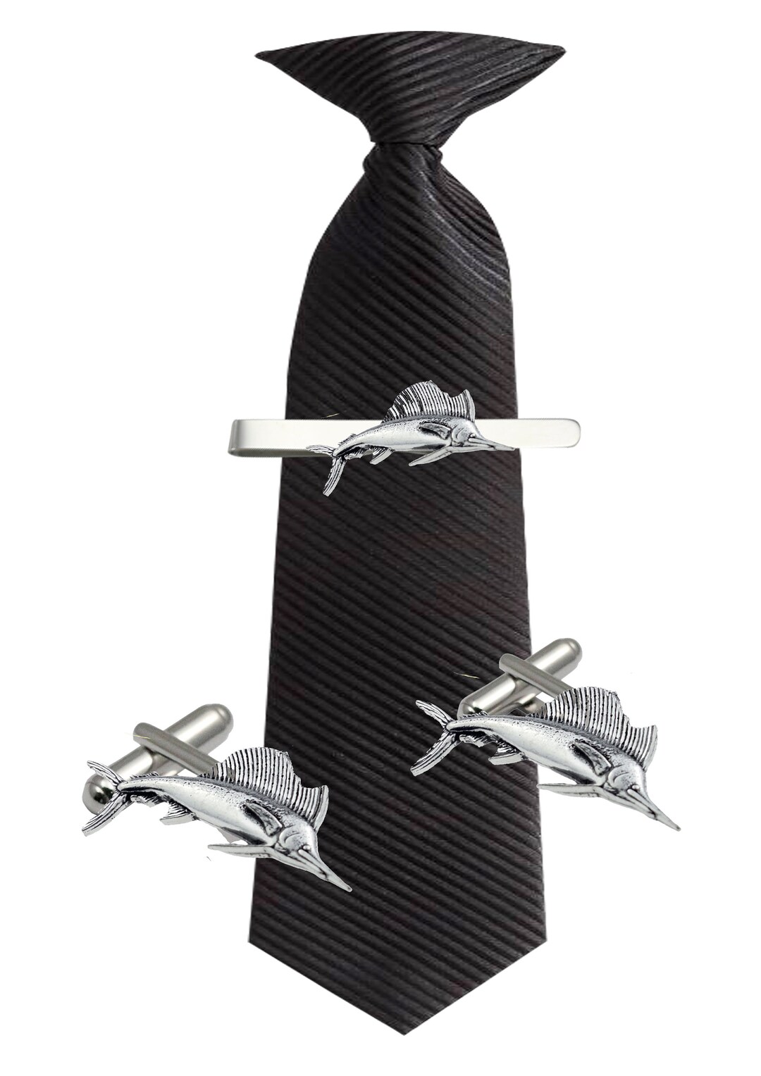 Sailfish Fish Made From Fine English Pewter Cuff Link or Tie Slide or ...