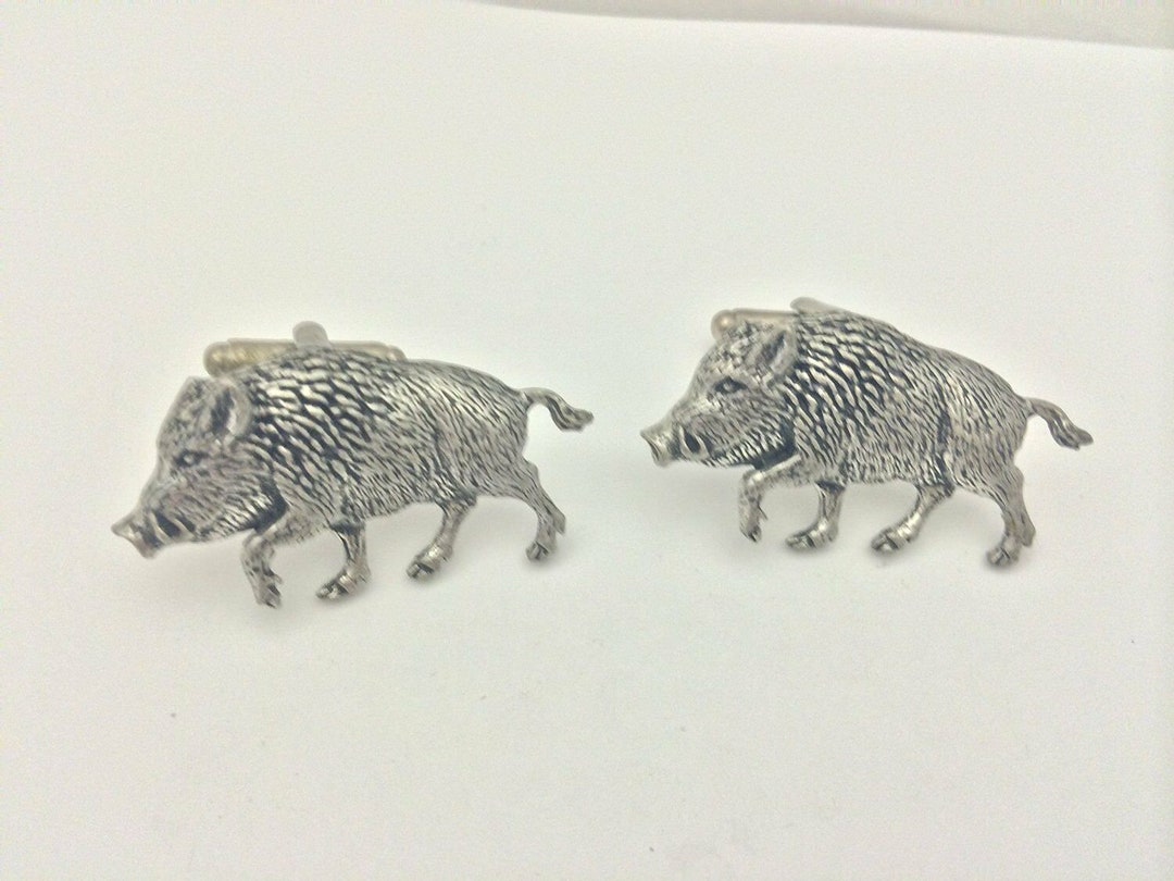 Wild Boar Made From Fine English Pewter Cuff Link or Tie Slide or the ...