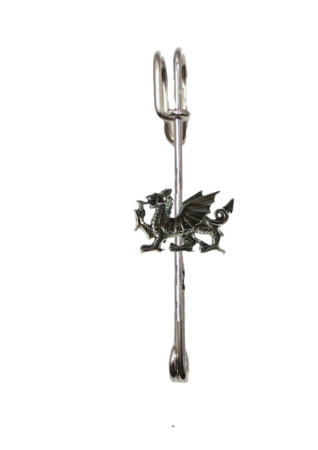 Welsh Dragon on a 3" 7.5cm Kilt Pin Scarf / Brooch With English Pewter ...