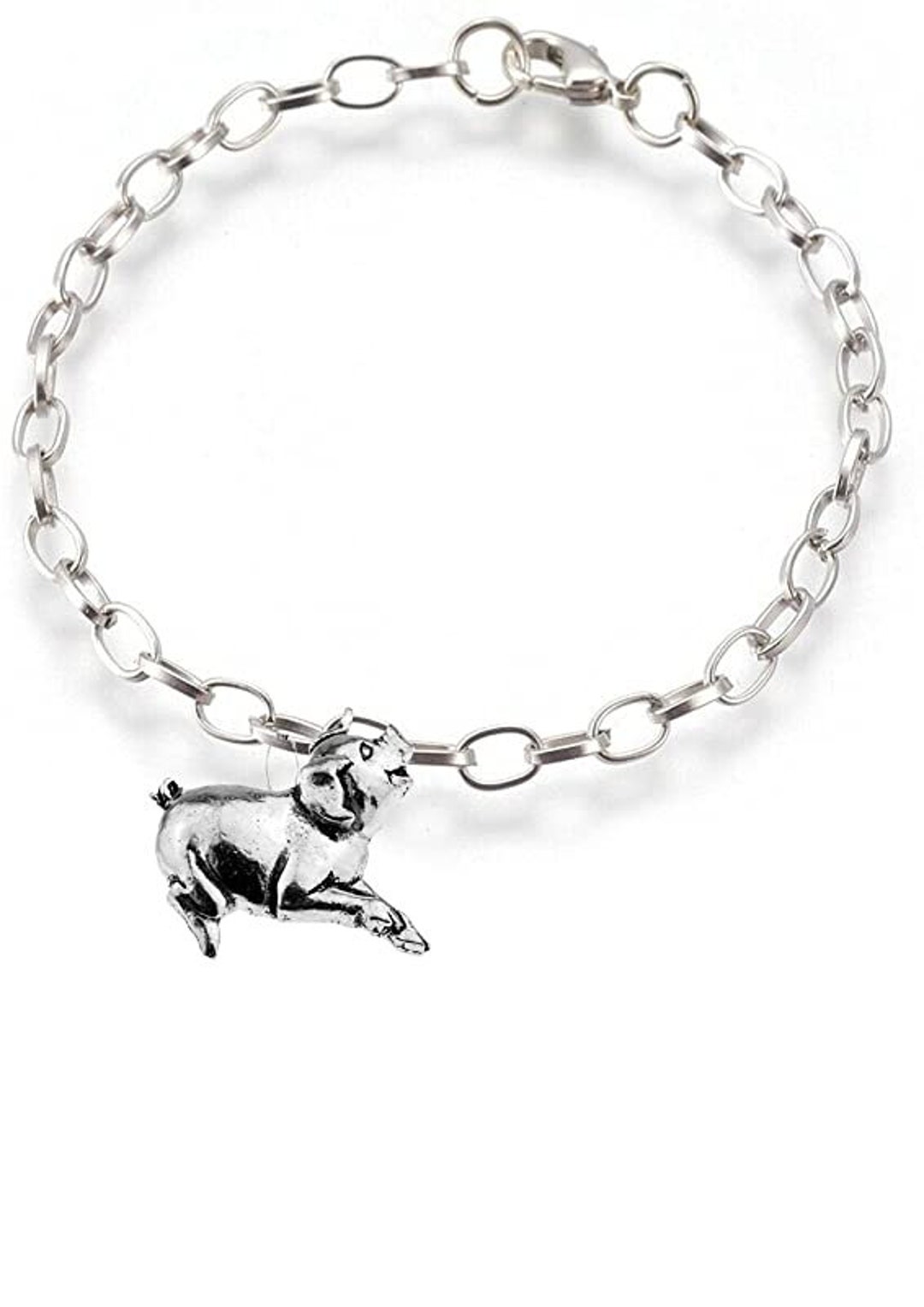 A39 Running Pig Made From English Pewter on Belcher Link Chain Perfect ...