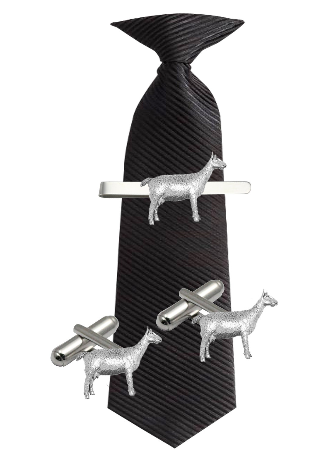 Goat Made From Fine English Pewter Cuff Link or Tie Slide or the Set or ...