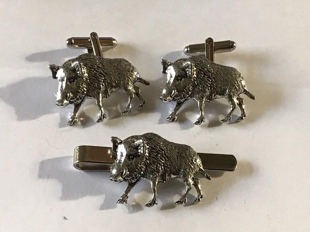Wild Boar Made From Fine English Pewter Cuff Link or Tie Slide or the ...