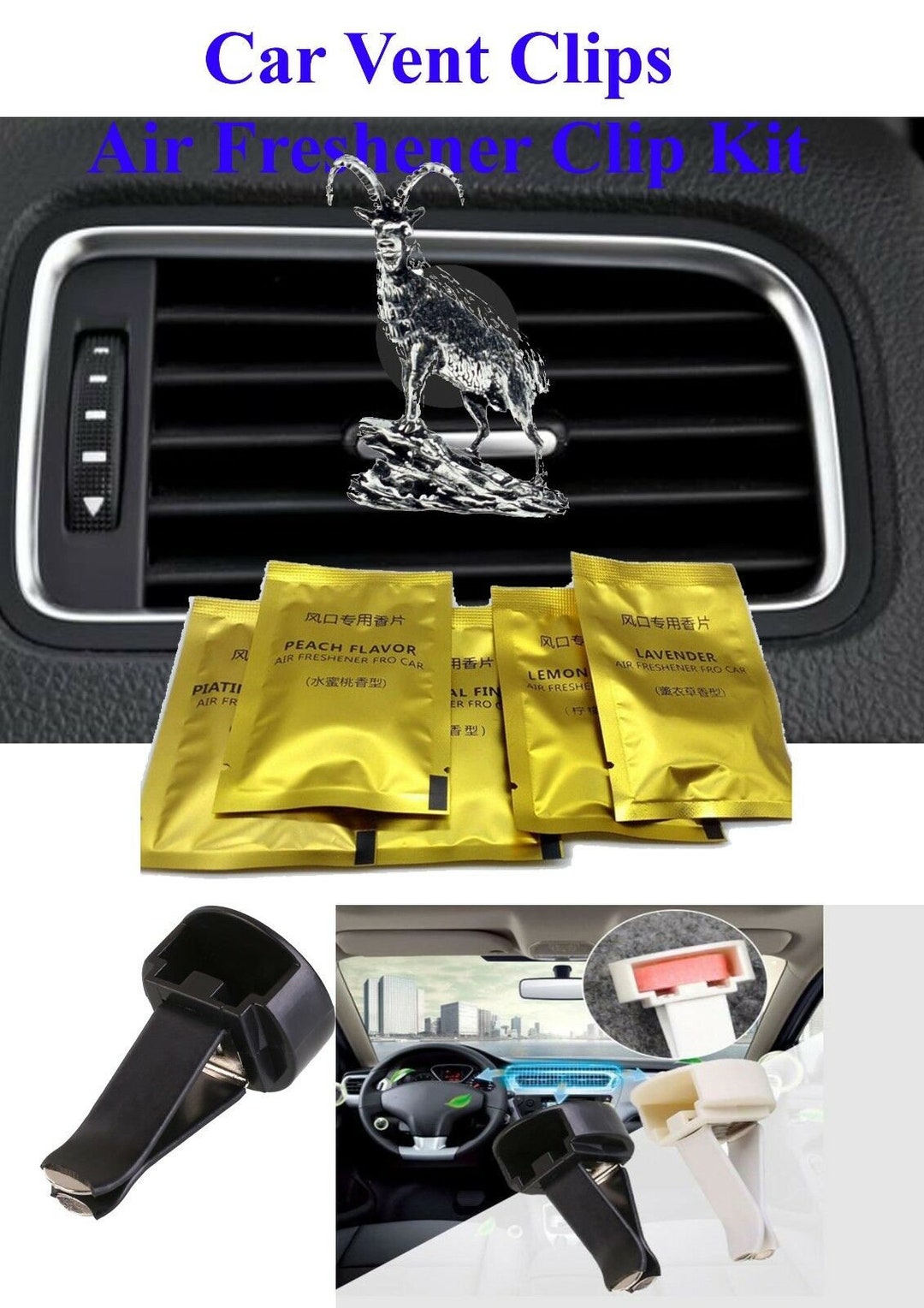Ibex Pewter Air Aseweller Car Vent Clip Kit Décoration ensemble voiture ...
