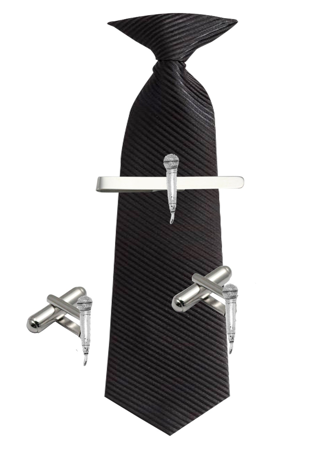 Microphone Mike Made From Fine English Pewter Cuff Link or Tie Slide or ...