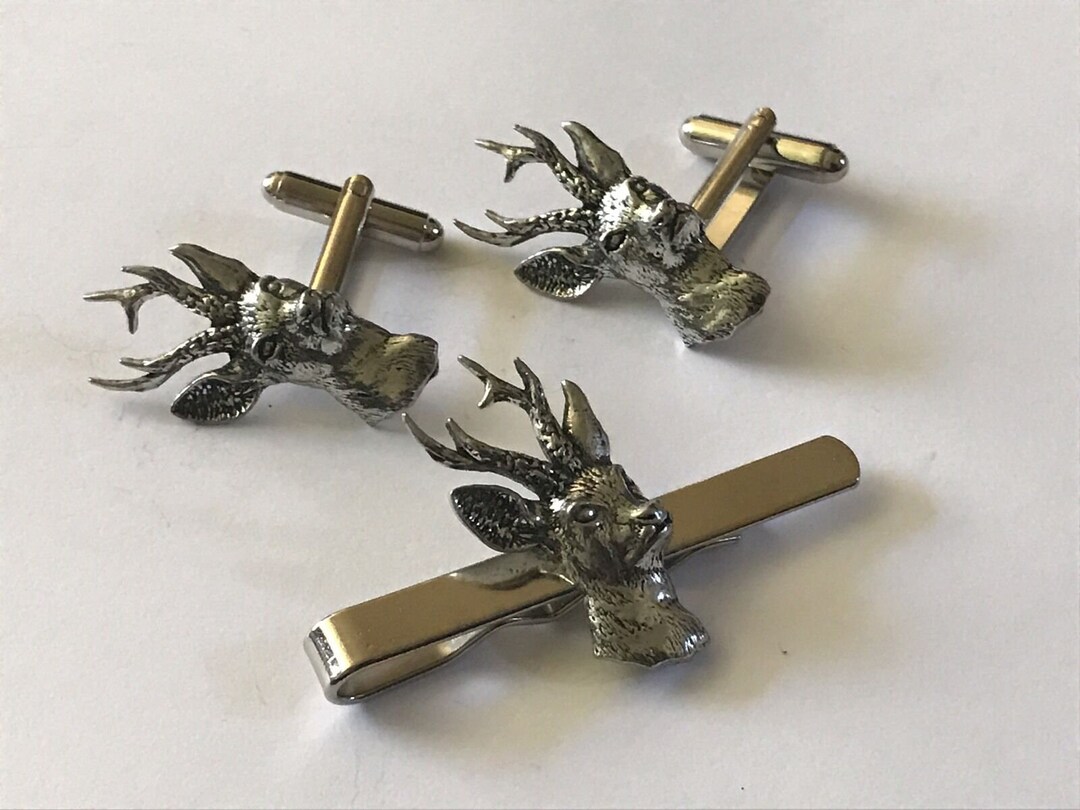 Roe Deer Head Made From Fine English Pewter Cuff Link or Tie Slide or ...