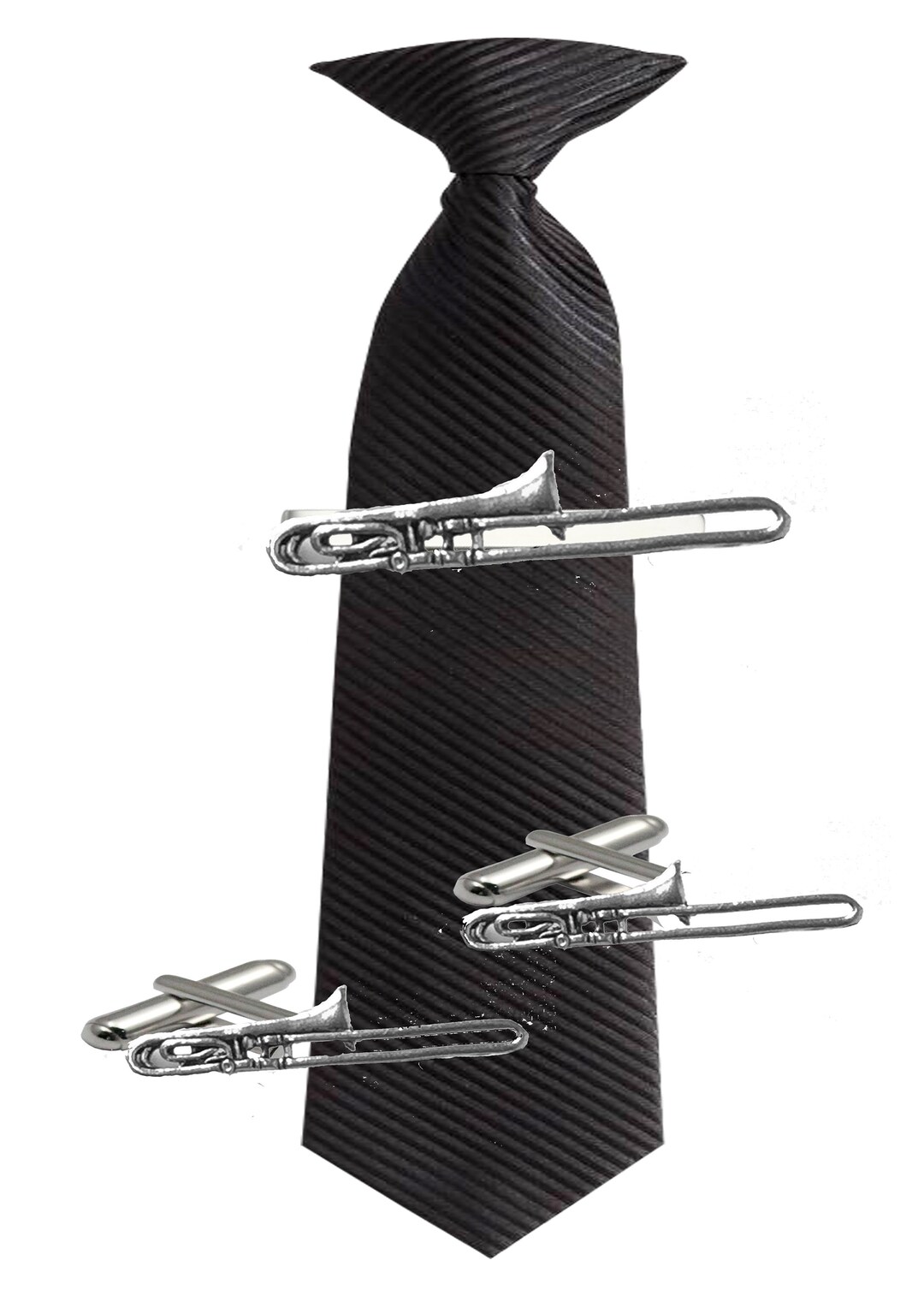Trombone Made From Fine English Pewter Cuff Link or Tie Slide or the ...