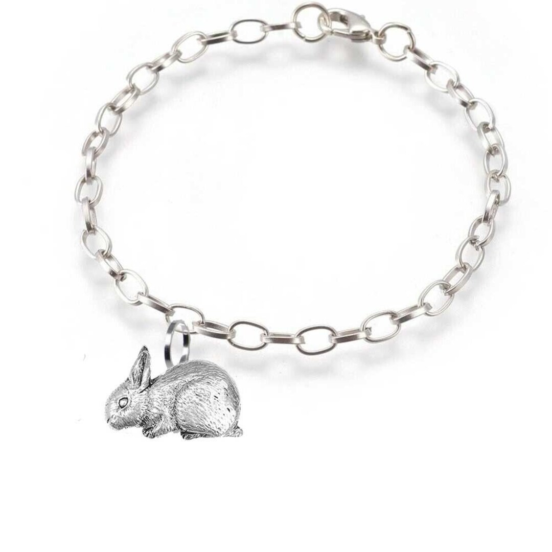 Pp-a15 Bunny Rabbit Made From English Pewter on Belcher Link Chain ...