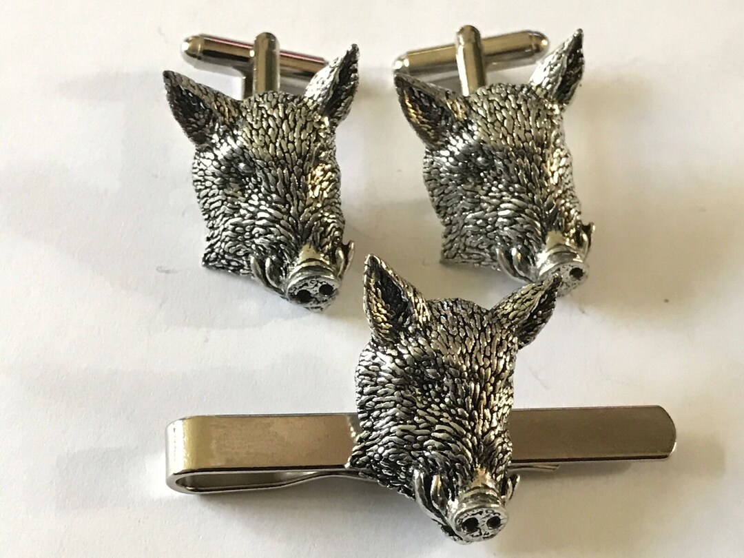 Boar Head Made From Fine English Pewter Cuff Link or Tie Slide or the ...