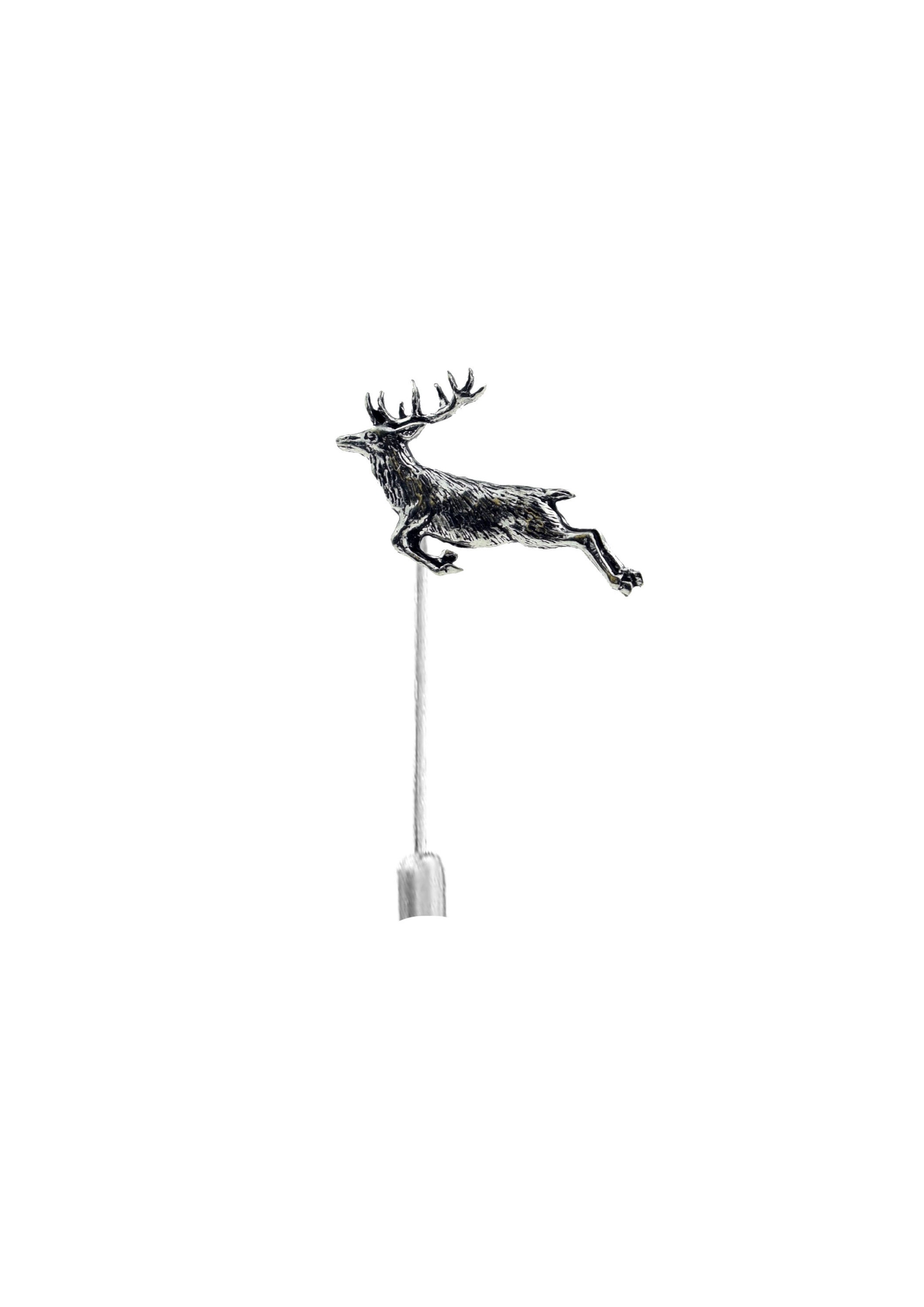 Springing Stag on a 3" 7.5cm Kilt Pin Scarf / Brooch With English ...
