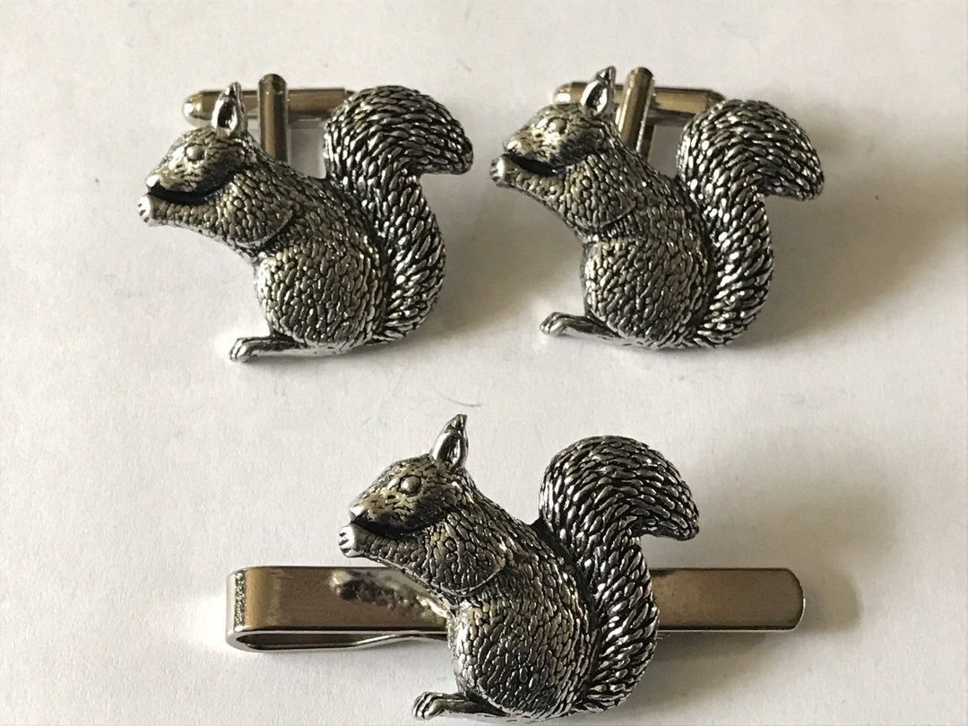 Sitting Squirrel Made From Fine English Pewter Cuff Link or Tie Slide ...