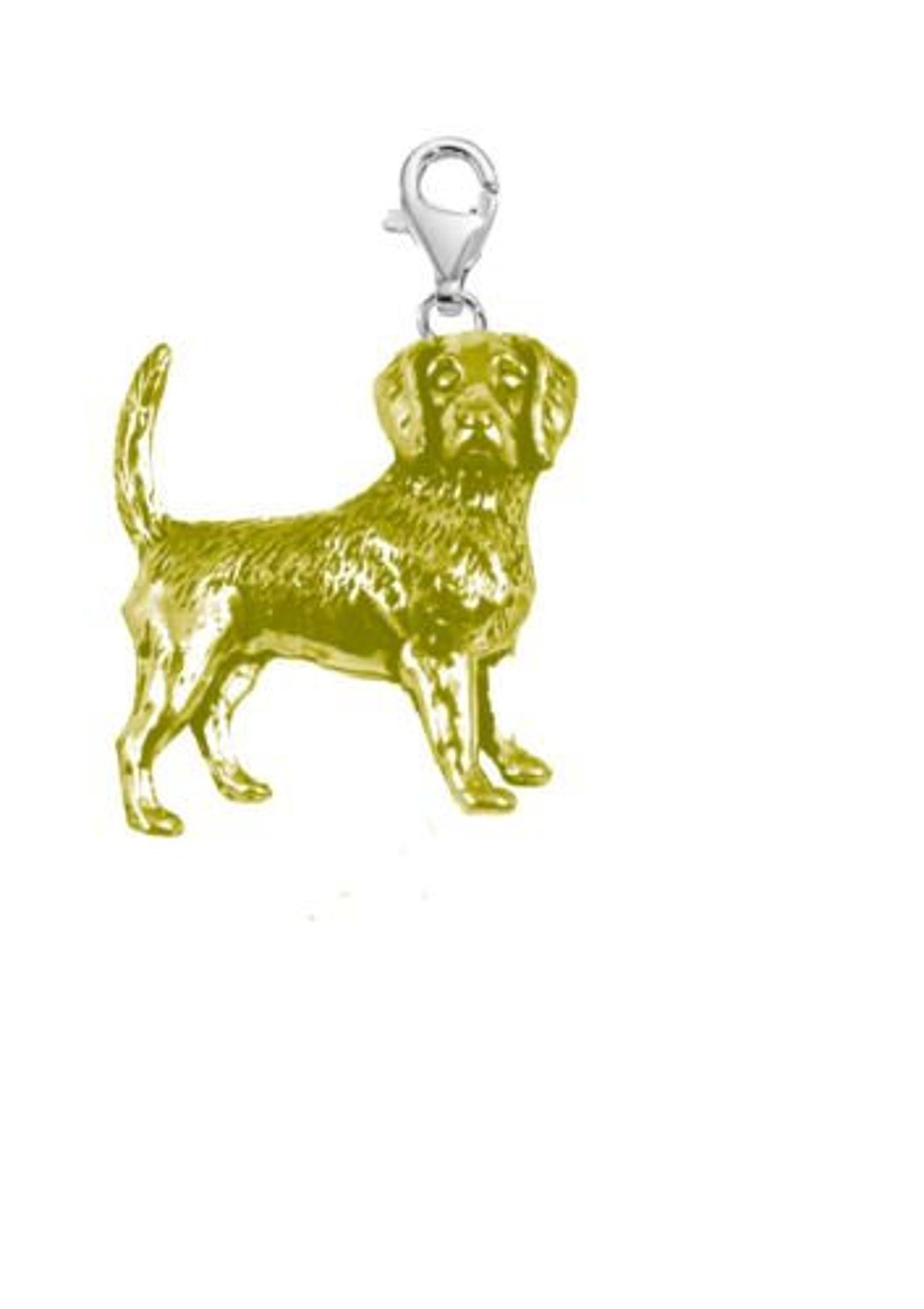 D11 Beagle GOLD or Pewter Charm Fitted to a 925 Sterling Lobster Clasp ...