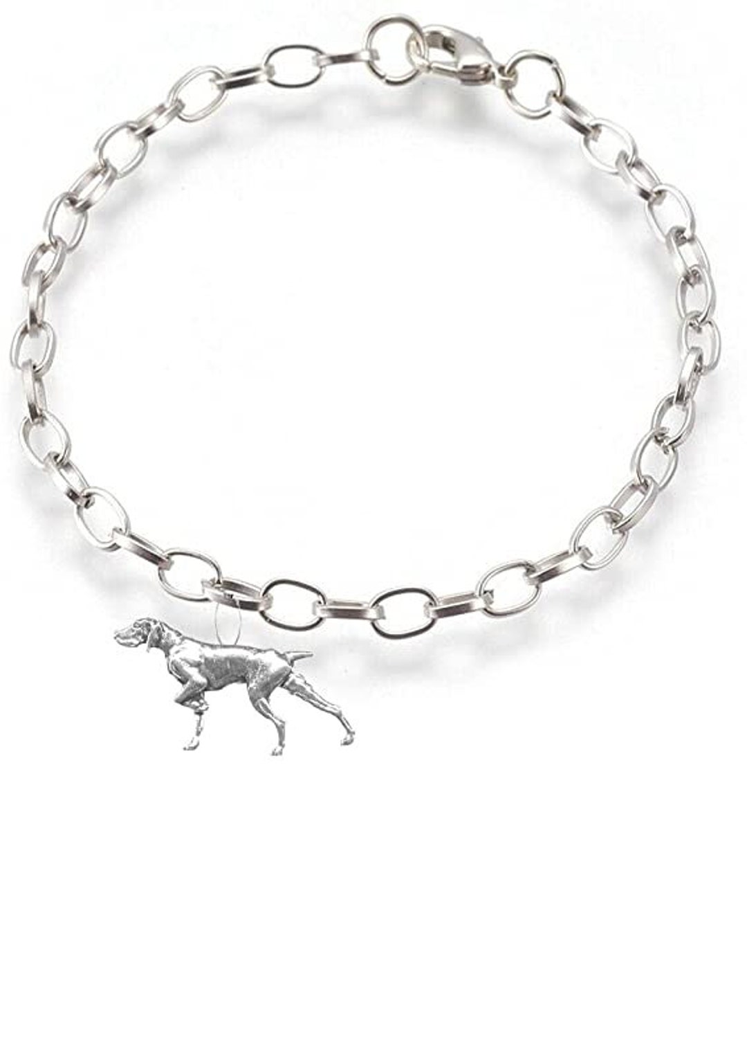 A30 Pointer Dog Made From English Pewter on Belcher Link Chain Perfect ...