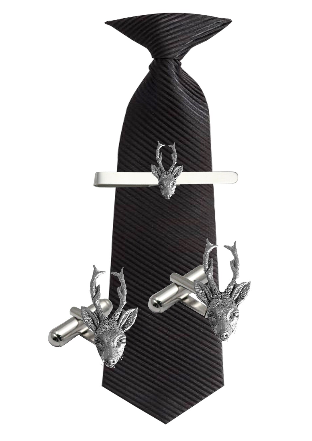 Roe Deer Head Made From Fine English Pewter Cuff Link or Tie Slide or ...