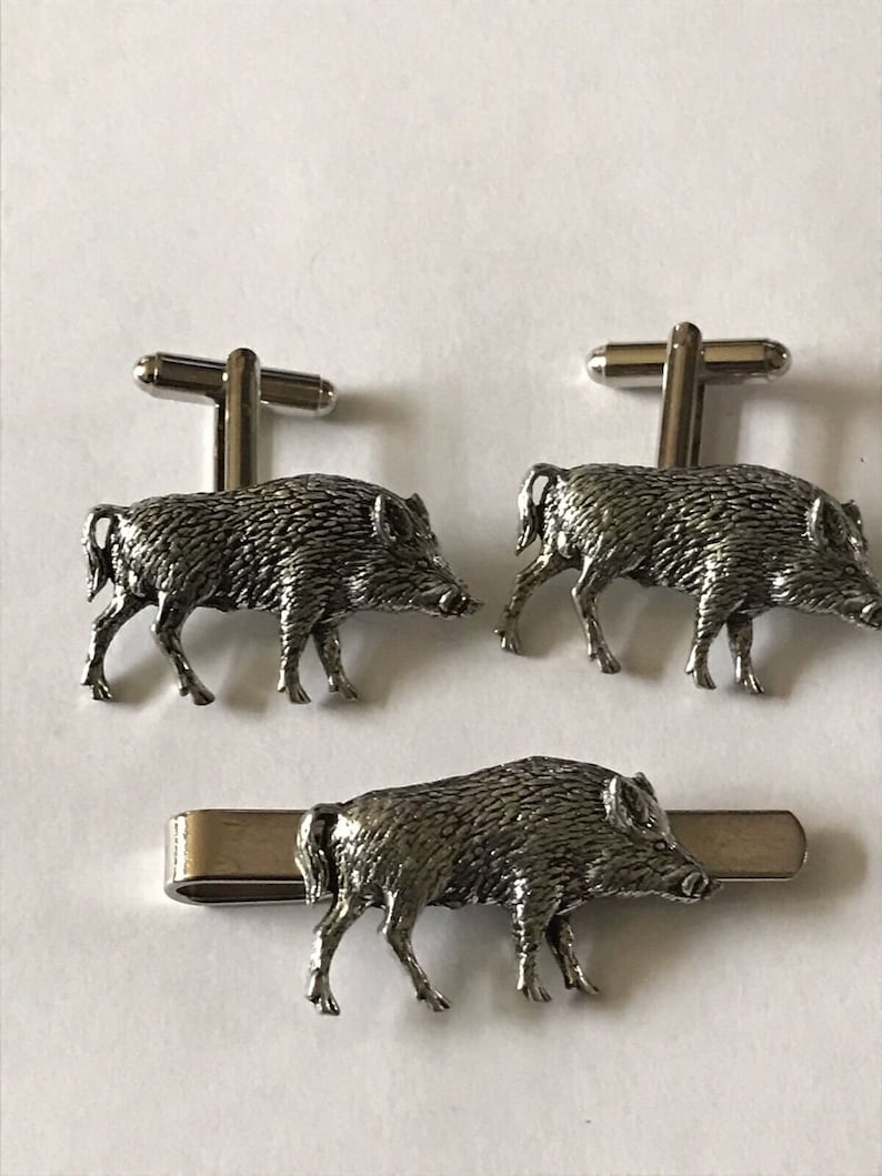 Wild Boar Made From Fine English Pewter Cuff Link or Tie Slide or the ...