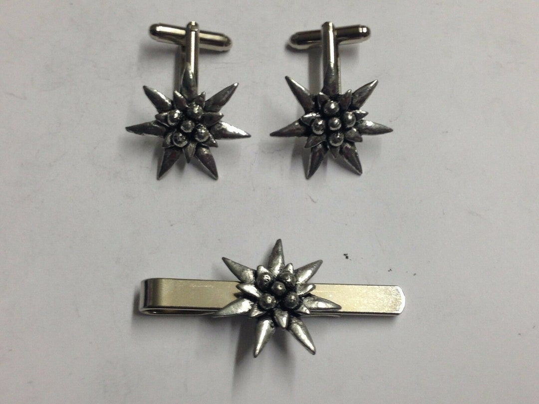 Large Edelweiss Made From Fine English Pewter Cuff Link or Tie Slide or ...