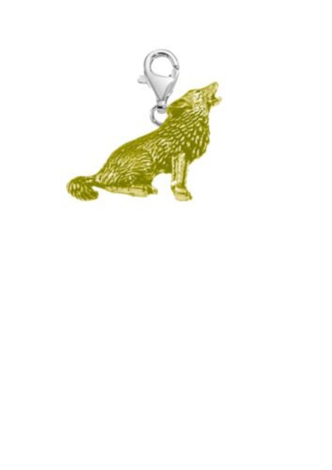 C18 Wolf GOLD or Pewter Charm Fitted to a 925 Sterling Lobster Clasp ...
