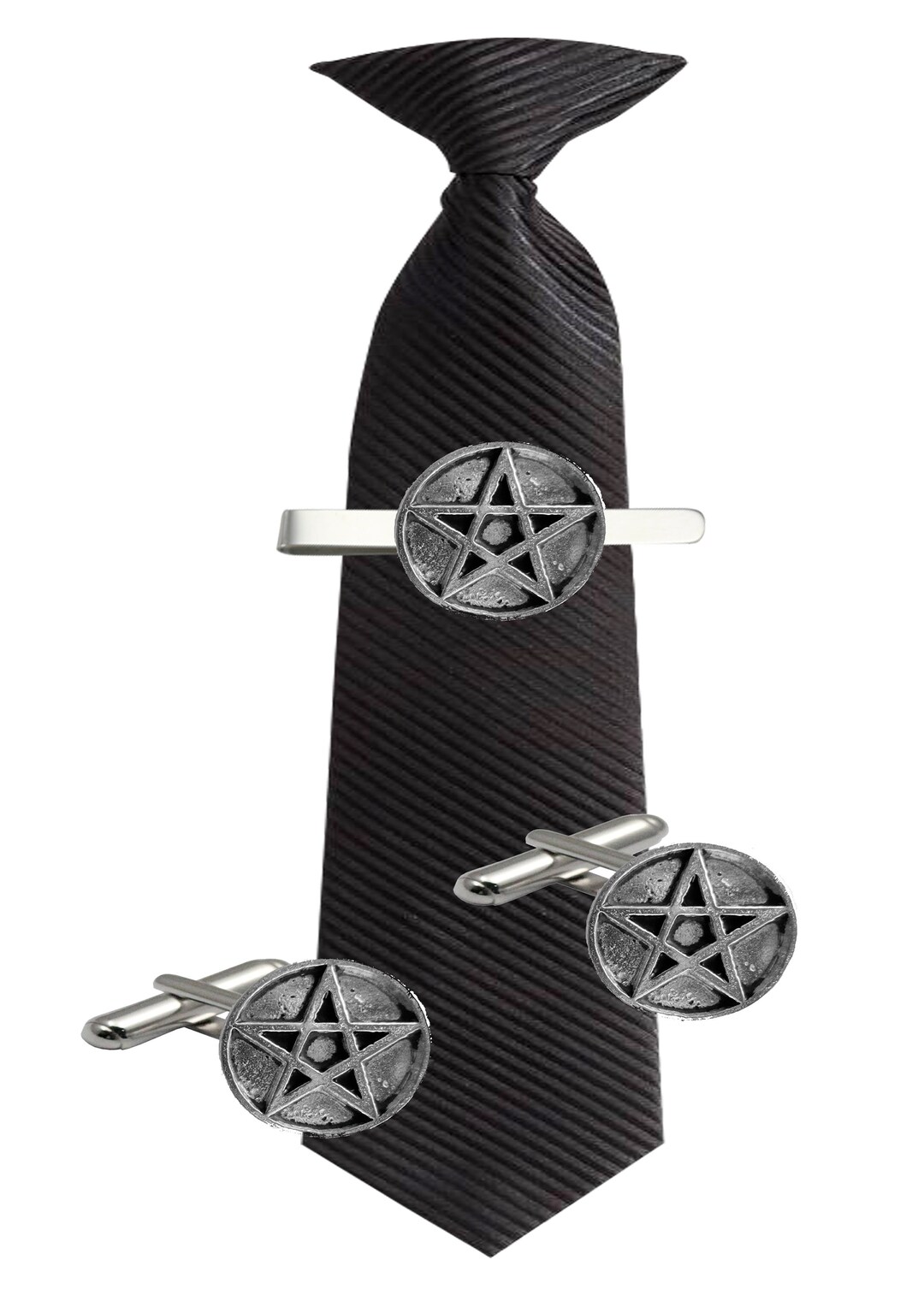 Pentacle Pentagram Made From Fine English Pewter Cuff Link or Tie Slide ...
