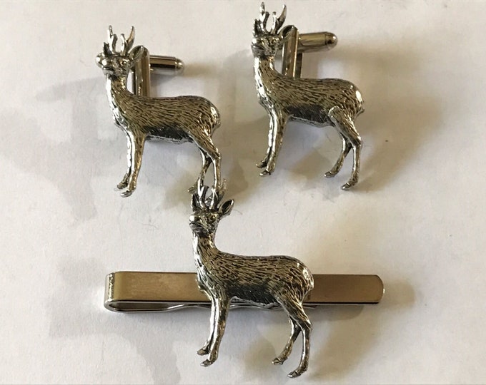 Roebuck Deer Made From Fine English Pewter Cuff Link or Tie Slide or ...