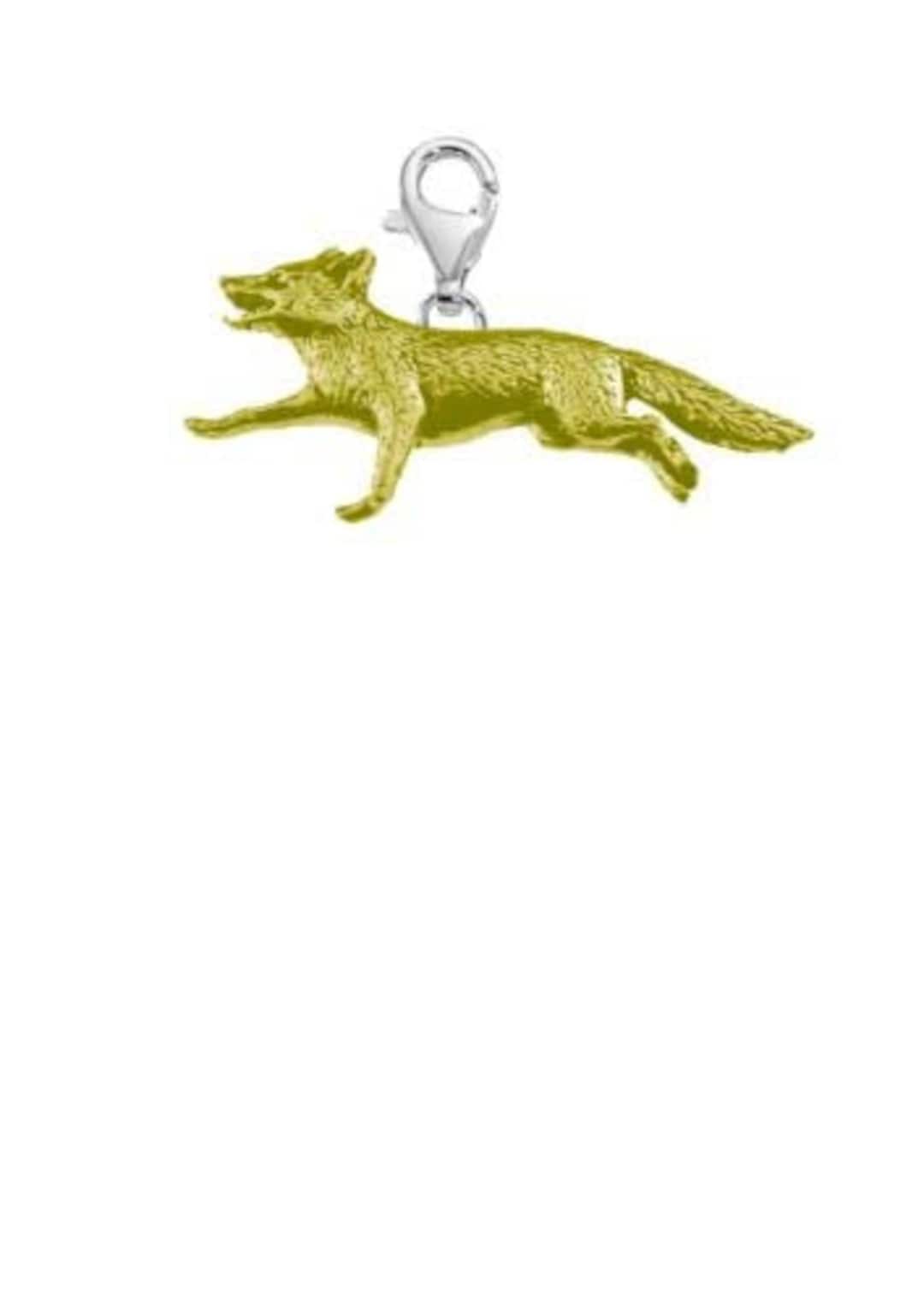 A3 Running Fox GOLD or Pewter Charm Fitted to a 925 Sterling Lobster ...