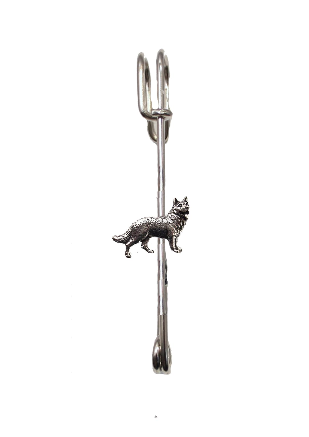 German Shepherd on a 3" 7.5cm Kilt Pin Scarf / Brooch With English ...