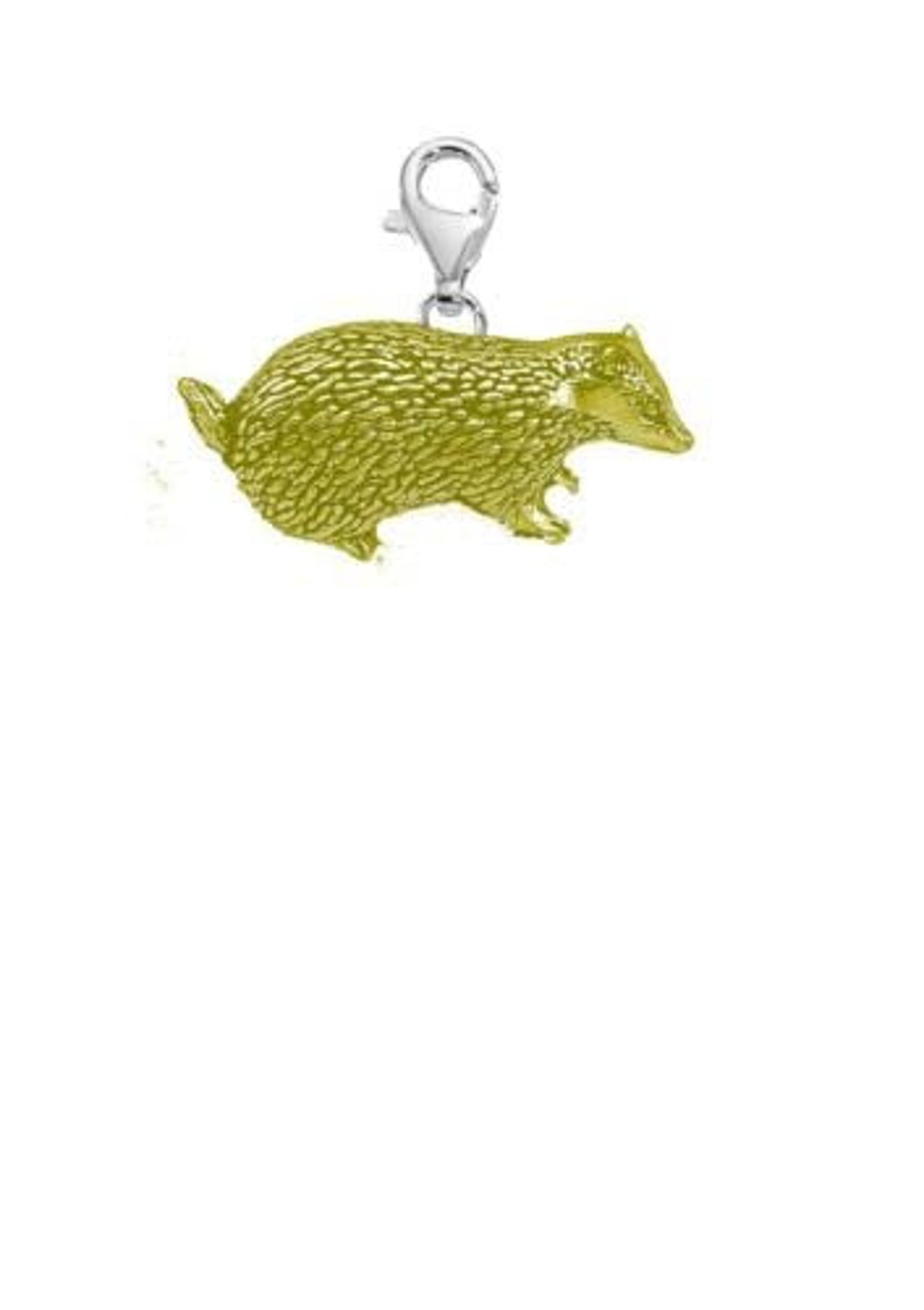 A8 Badger GOLD or Pewter Charm Fitted to a 925 Sterling Lobster Clasp ...