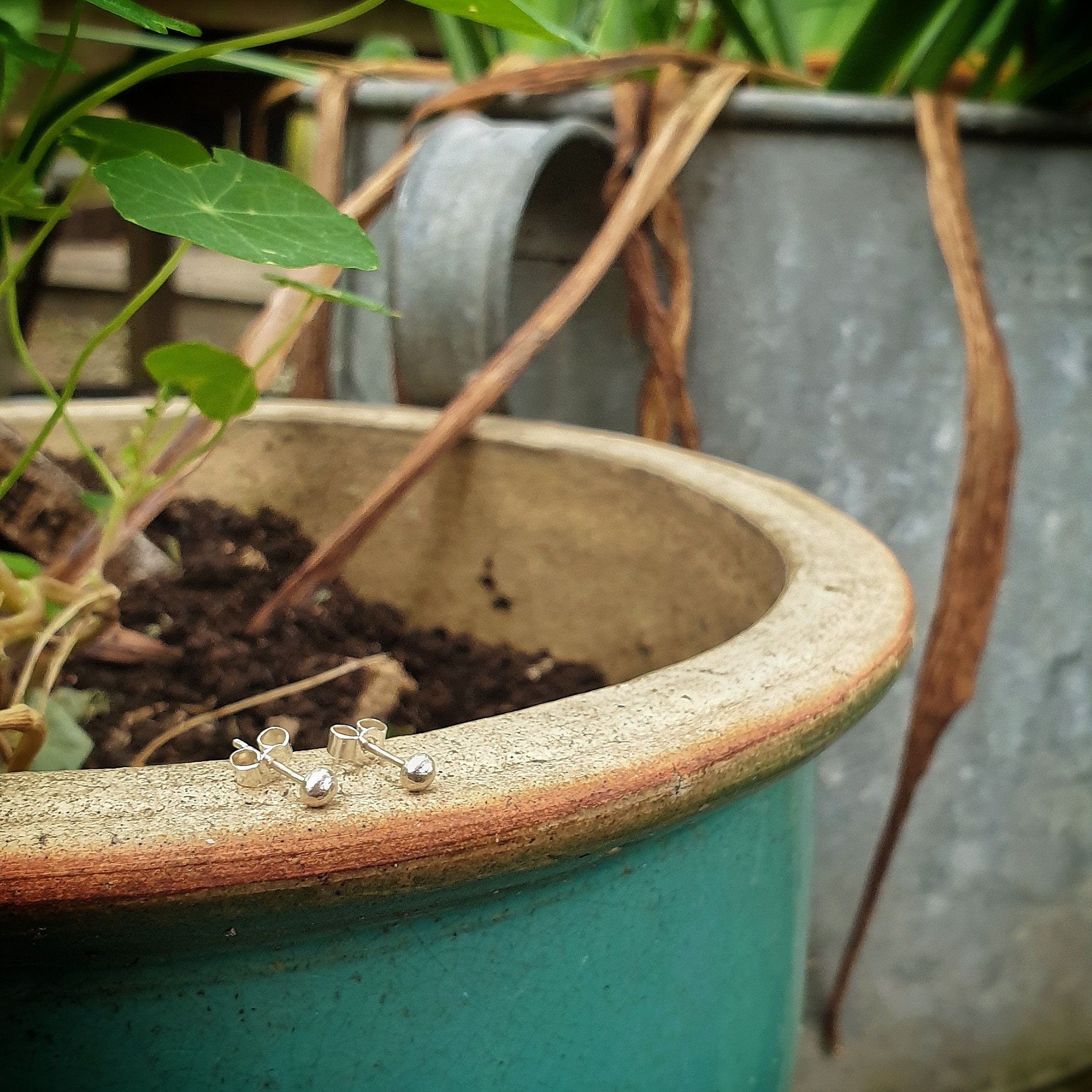 The Proton Studs Handmade Eco Silver Earrings Simple Minimal | Etsy