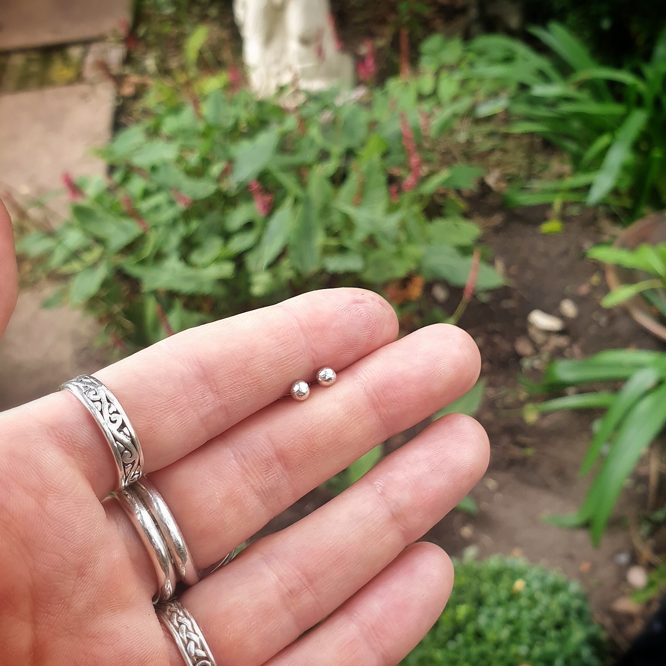 The Proton Studs Handmade Eco Silver Earrings Simple Minimal | Etsy