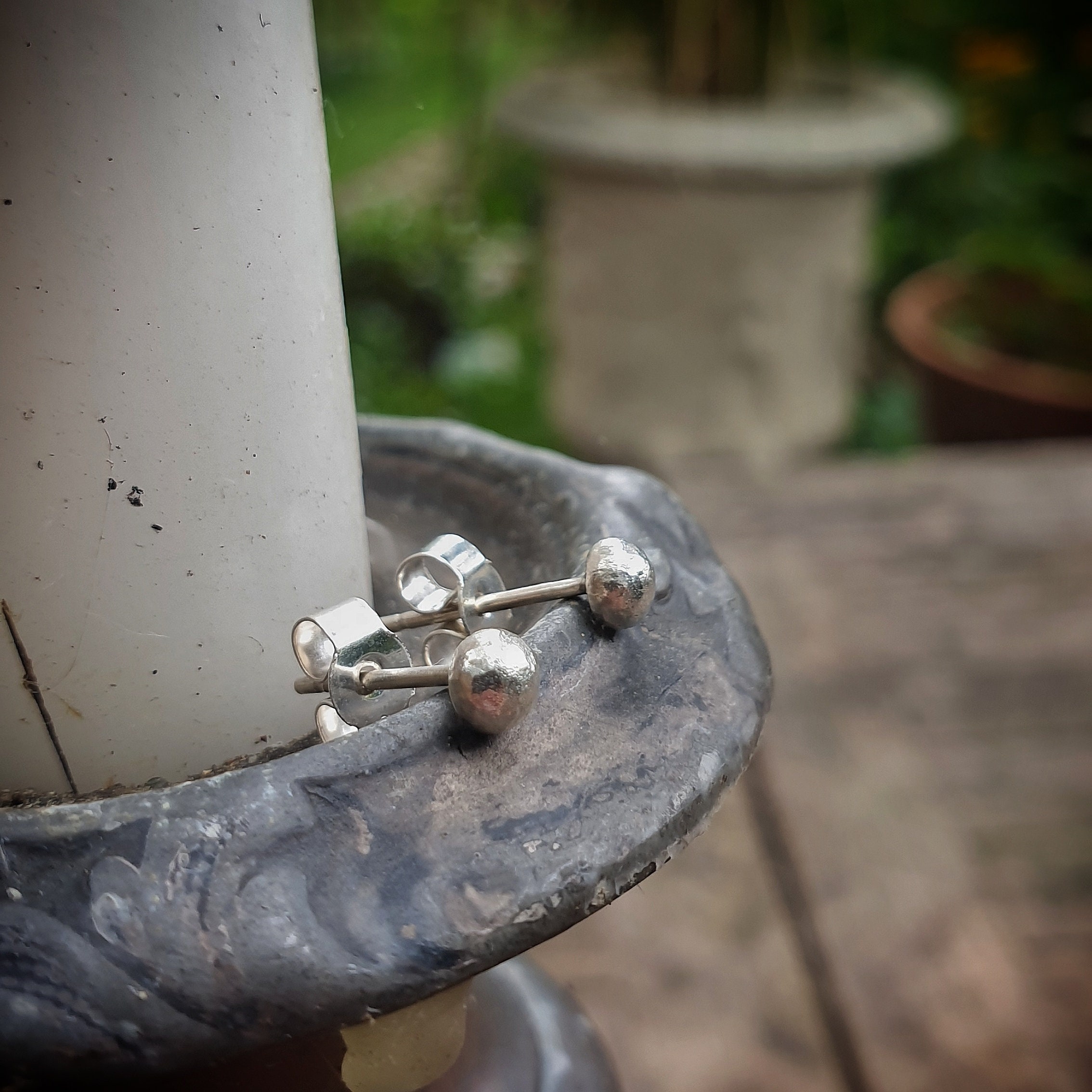 The Proton Studs Handmade Eco Silver Earrings Simple Minimal | Etsy