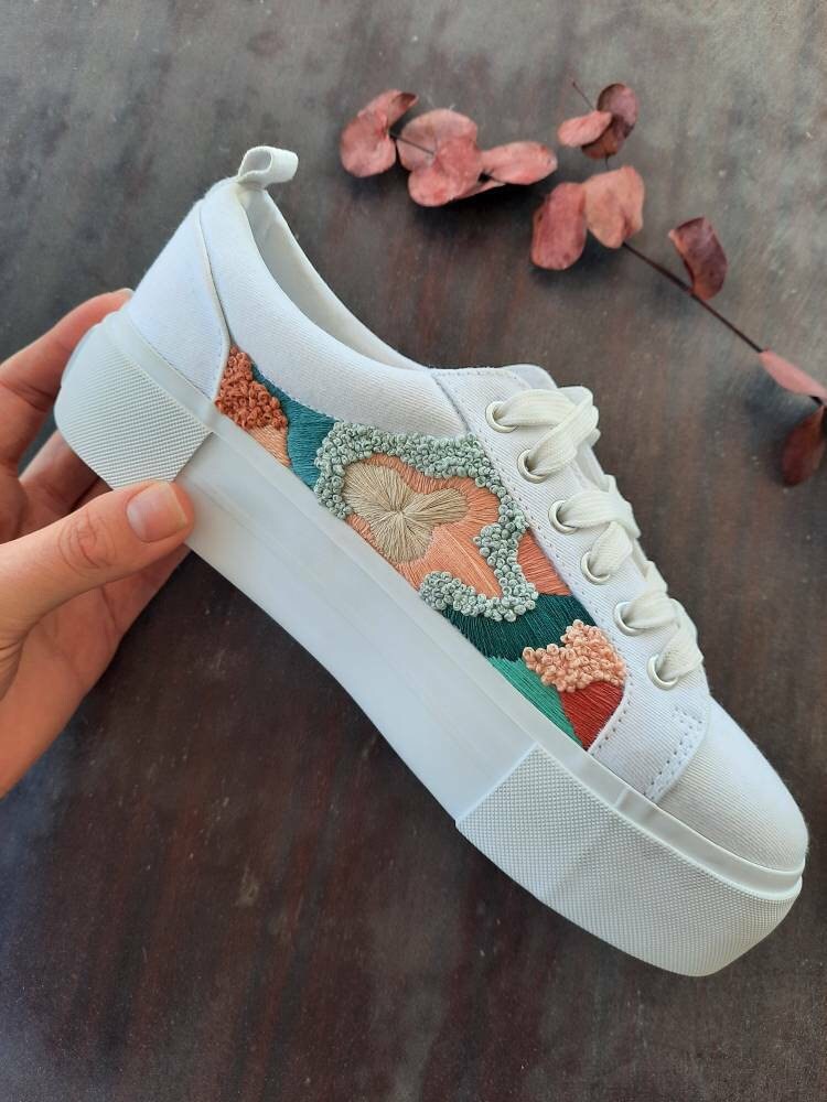 Custom abstract embroidered shoes // embroidered shoes for | Etsy