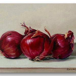 Red Onions, Original, Fine Art, Still Life Painting, Oil Painting ...