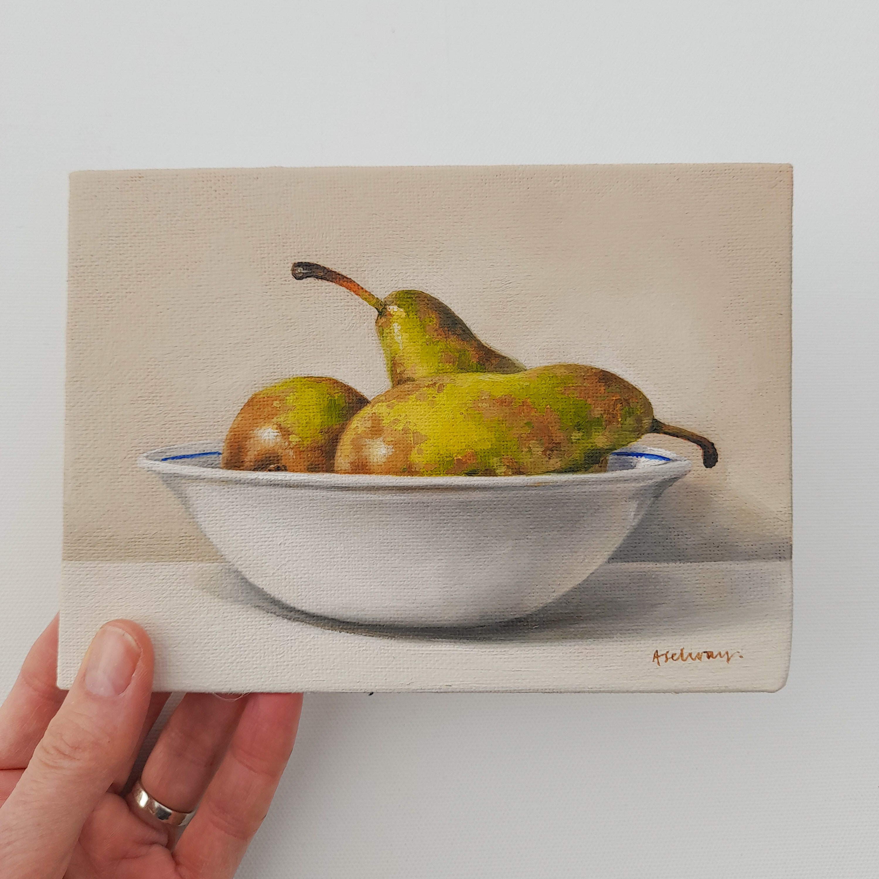 Pears in a Bowl, Original Fine Art, Still Life Painting, Oil Painting ...